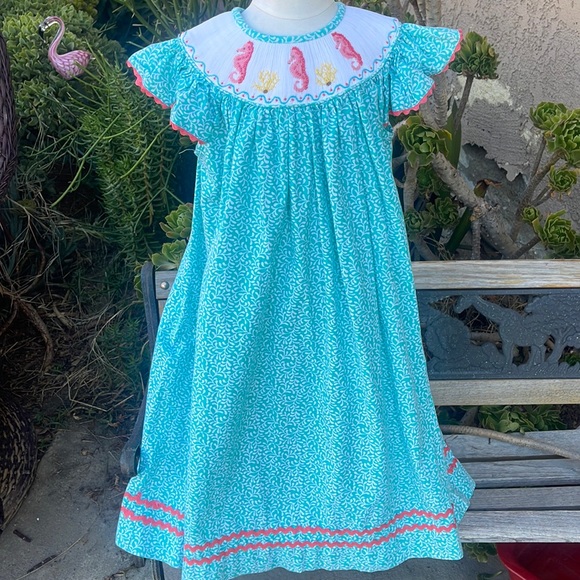 dovie jane | Dresses | Dovie Jane Girl Dress Sz 6 Smocked Seahorses Sea ...